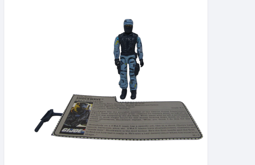 1988 GI JOE Shockwave with File Card, Not Packaged Incomplete