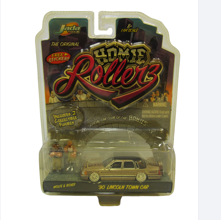 Jada Toys Homie Rollerz Wolfe & Boxer '90 Lincoln Town Car (Yellowed)