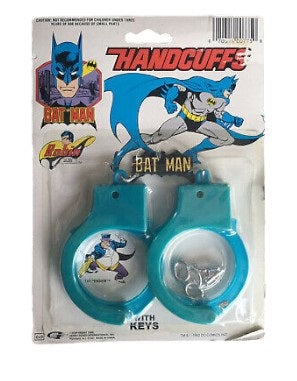 1988 Henry Gordy Batman Handcuffs with Keys, Warped Card