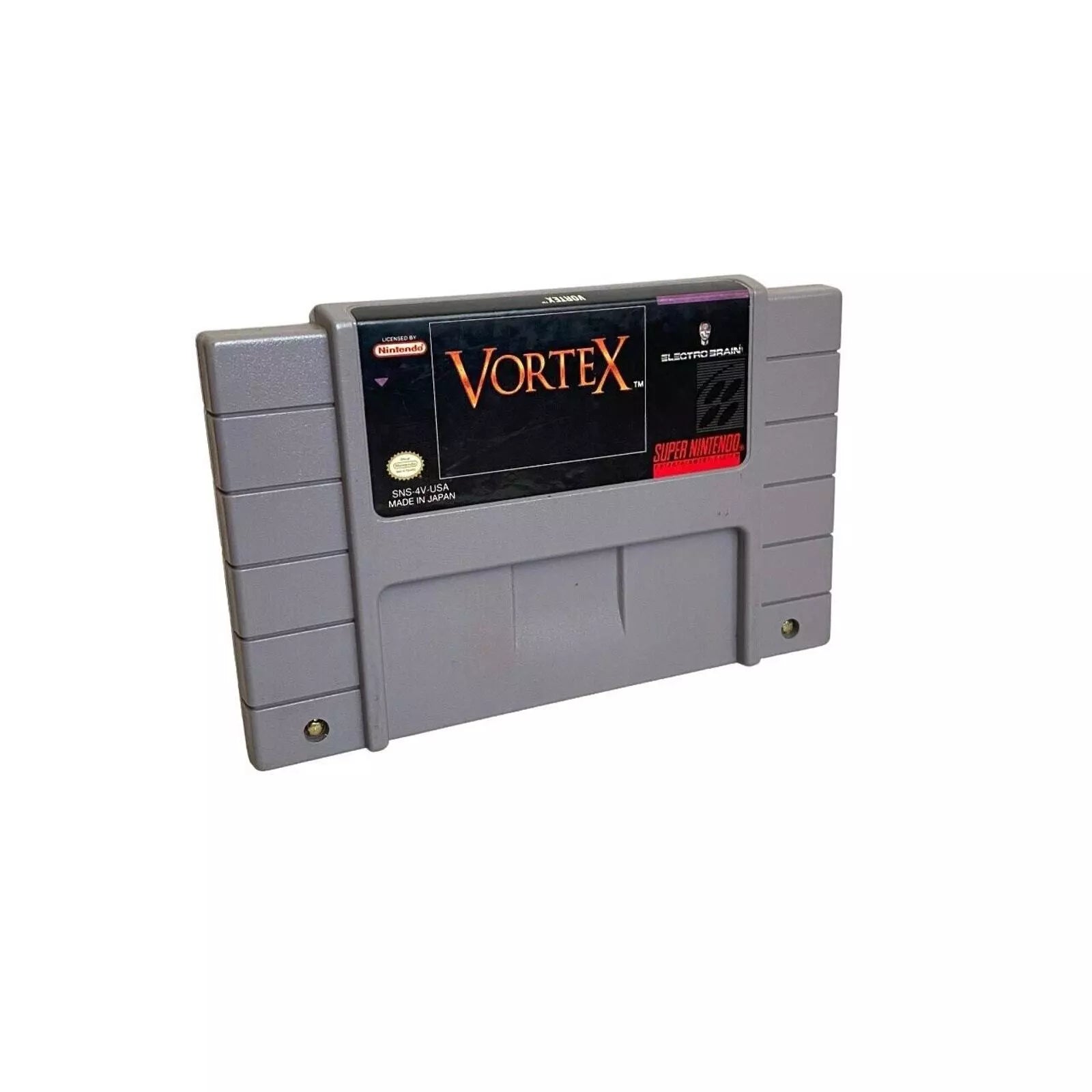 SNES Vortex, Non Packaged Cartridge Only, Damaged Label