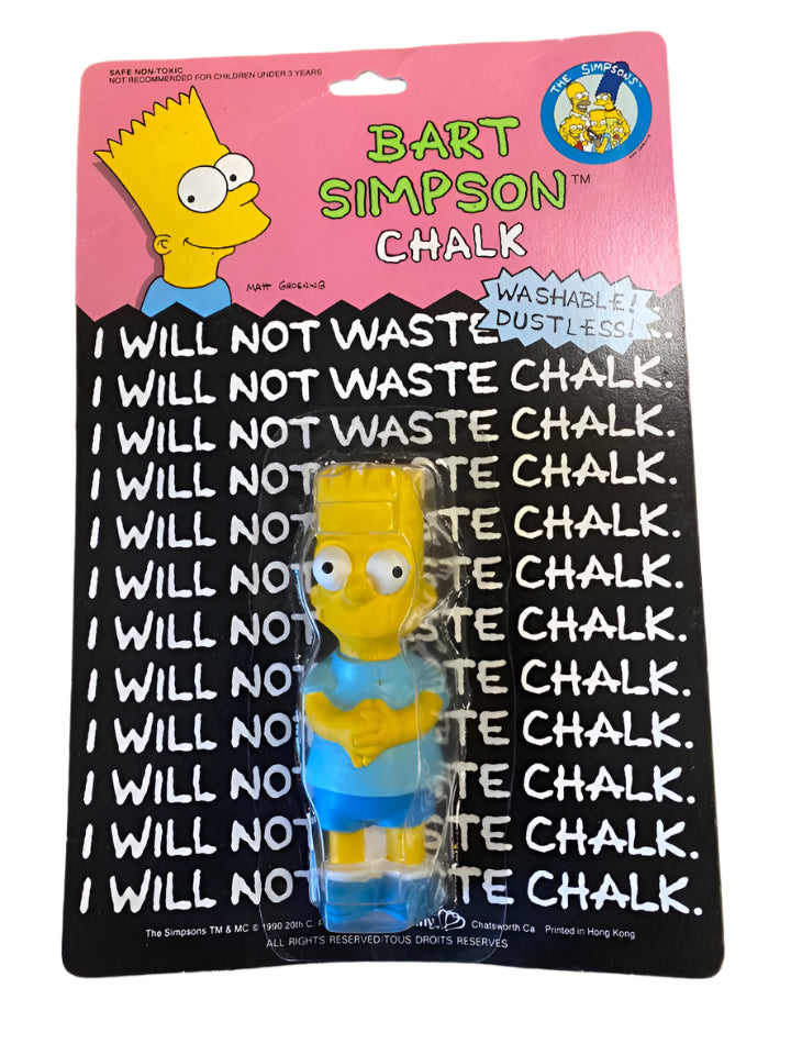 1990 The Simpsons Bart Simpson Chalk, Bent Card Damaged Bubble