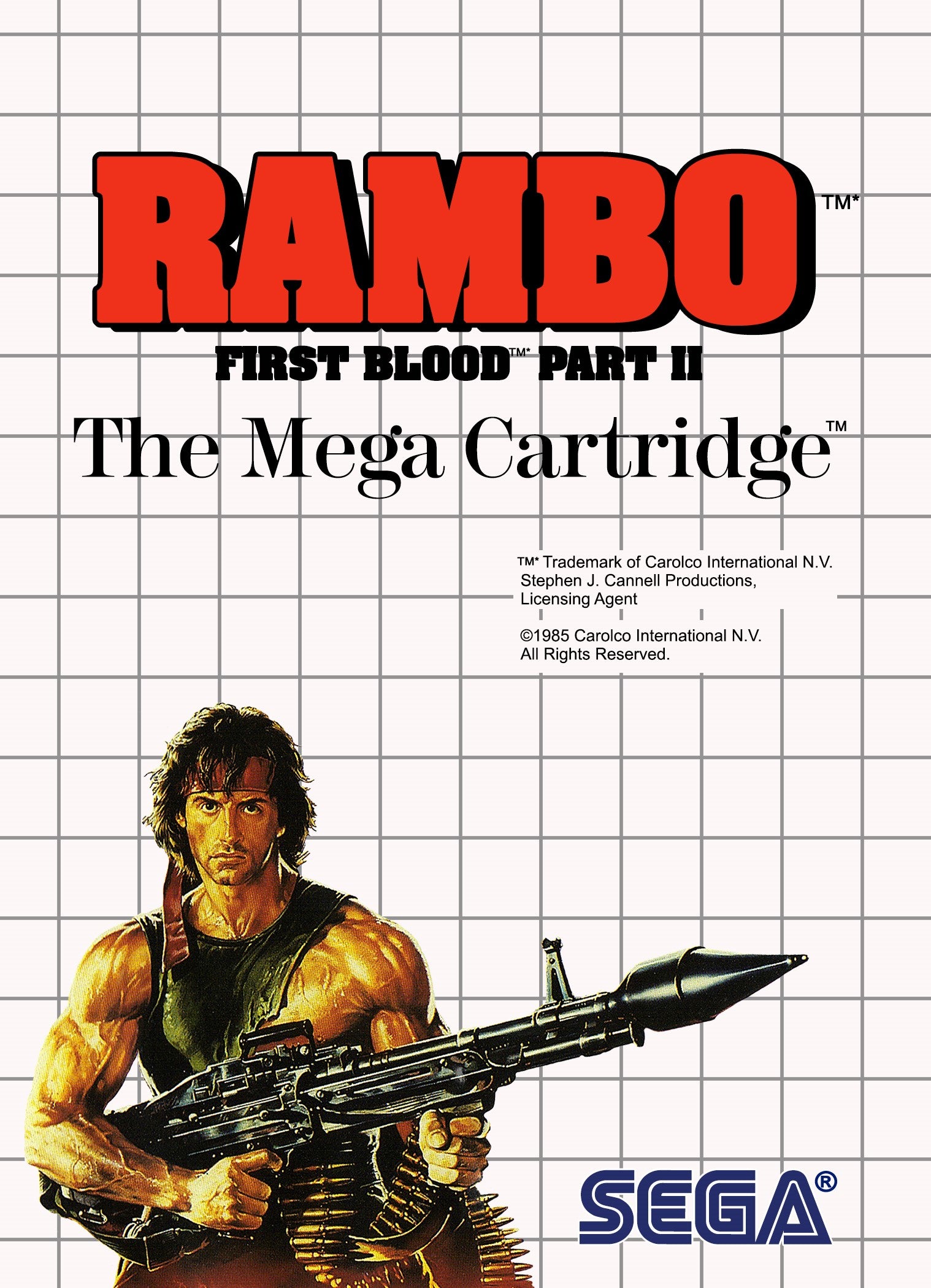 Sega Master System Rambo First Blood Part II, Boxed with Instructions