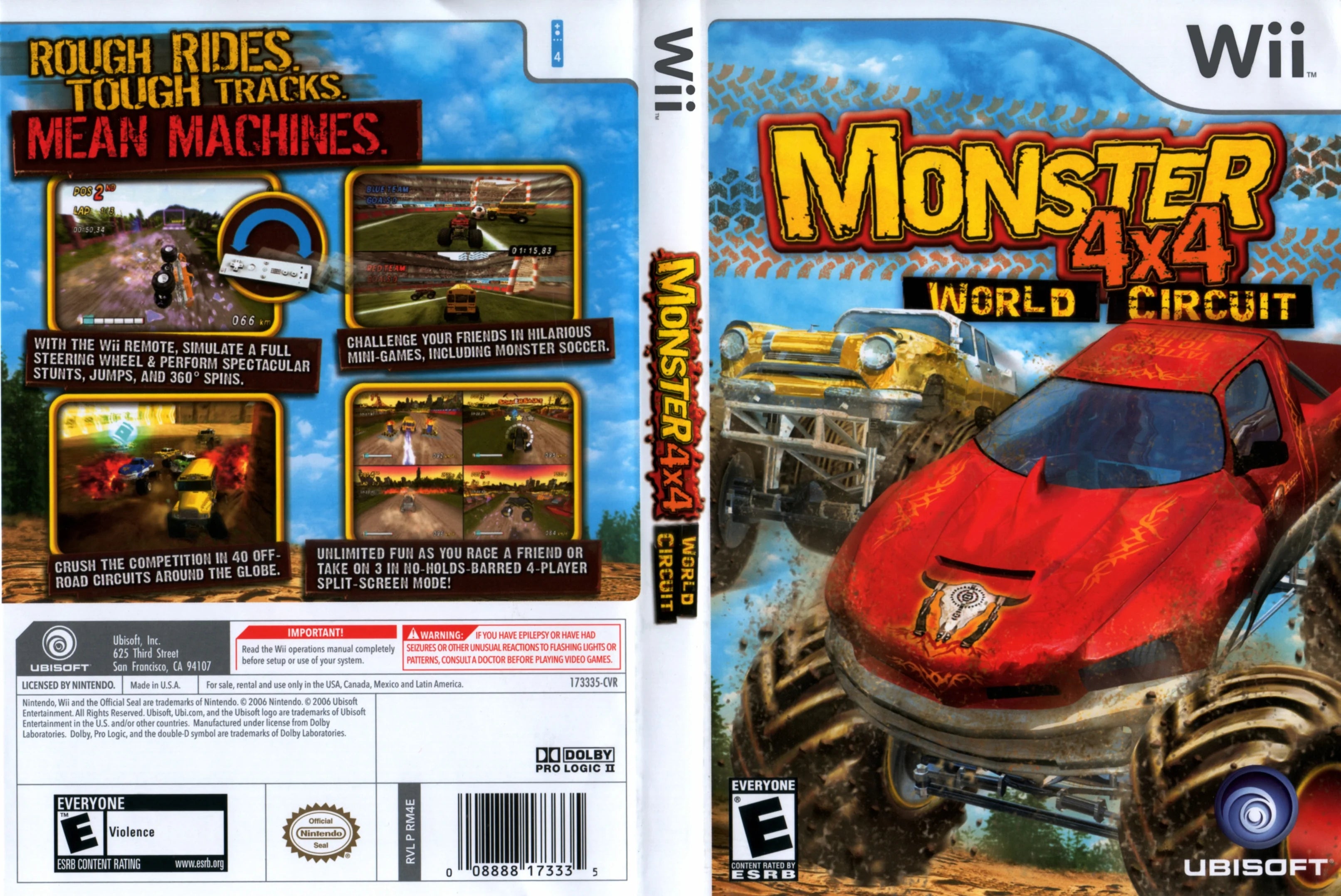 Nintendo Wii Monster 4X4 World Circuit (Made Case, Printed Art)